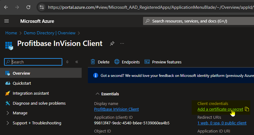 Create Entra ID App Registrations | Profitbase Docs
