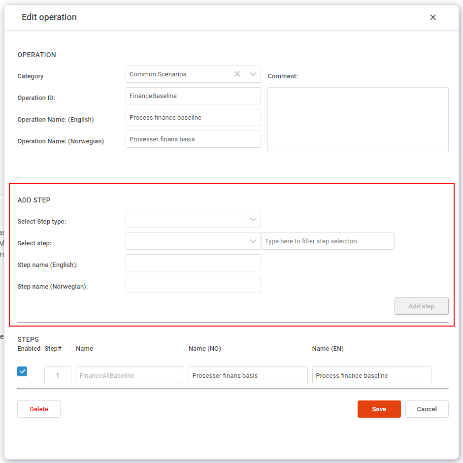 Add or edit operation | Profitbase Docs