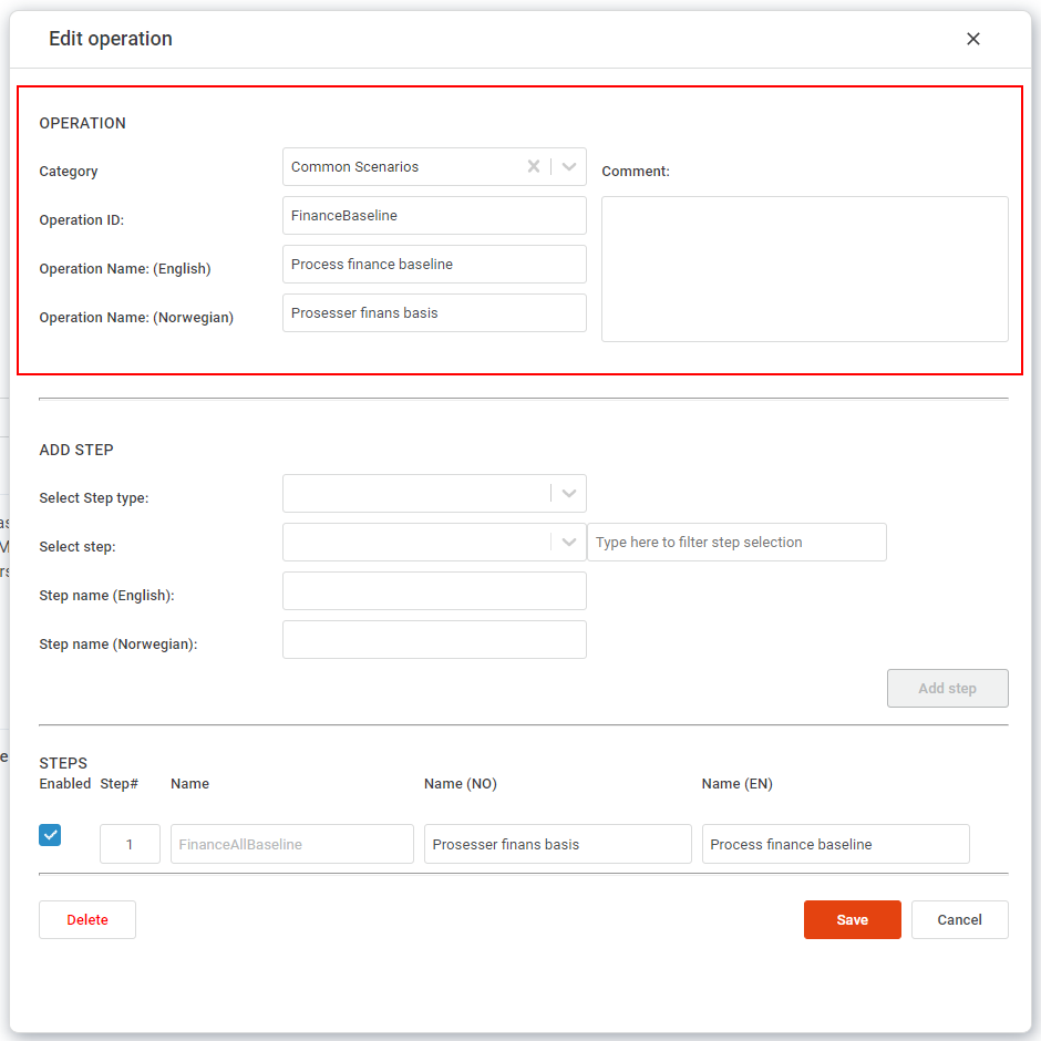 Add or edit operation | Profitbase Docs