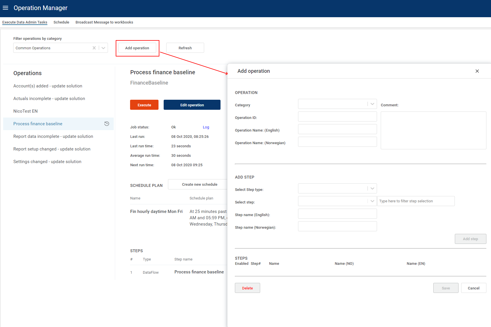 Add or edit operation | Profitbase Docs