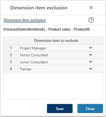 Exclude dimension items | Profitbase Docs